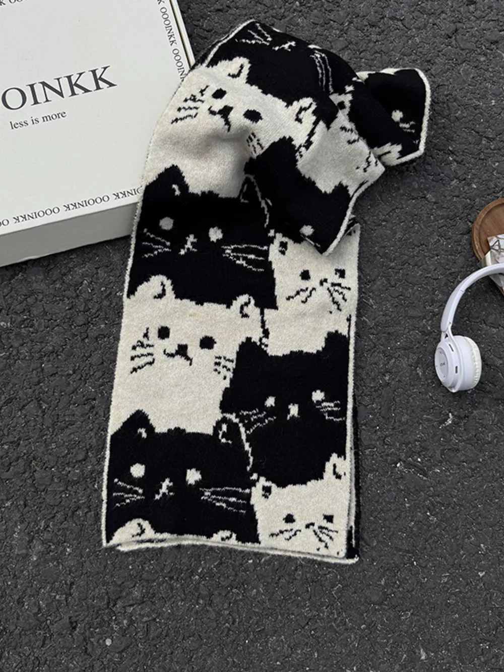 Cute Cat Pattern Knitted Scarf | eBay