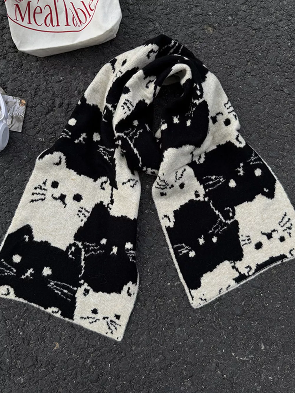Cute Cat Pattern Knitted Scarf | eBay
