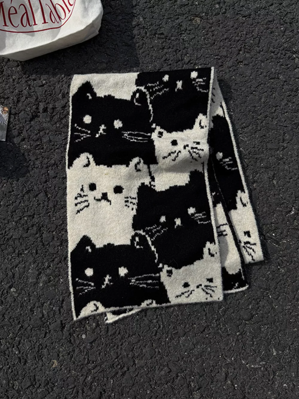 Cute Cat Pattern Knitted Scarf | eBay